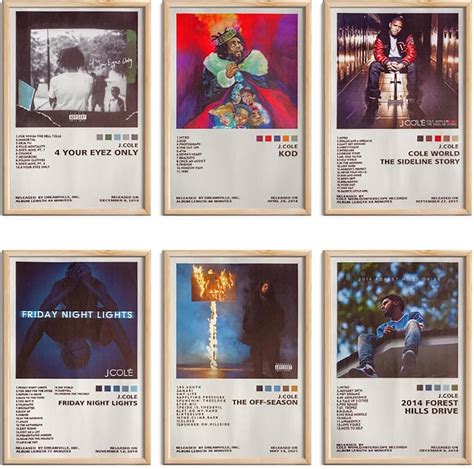 Manrule J Cole Poster Set Of 6 Album Cover Posters 8 By 12