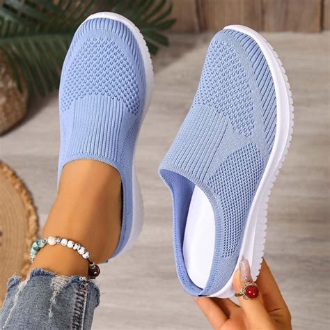2026 Womens Breathable Knit Slip On Walking Shoes Comfortable