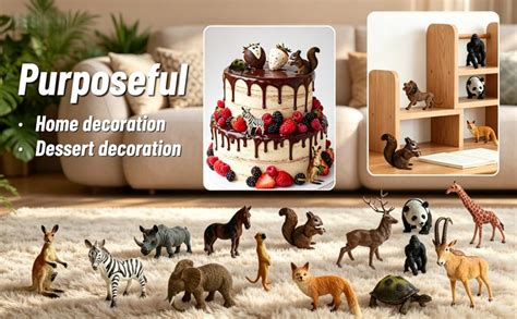 Ozlmc 20 Pcs Wild Animal Toy Set Plastic Jungle Animals