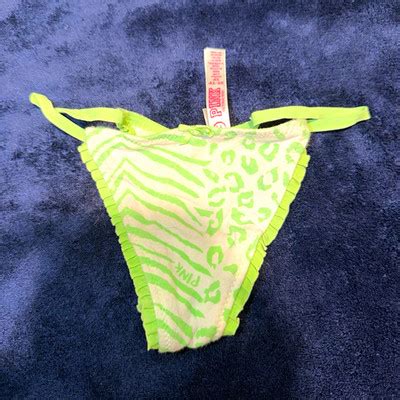 Pink Cotton Lingerie Sexy String Panties Thong Green Leopard Print Size