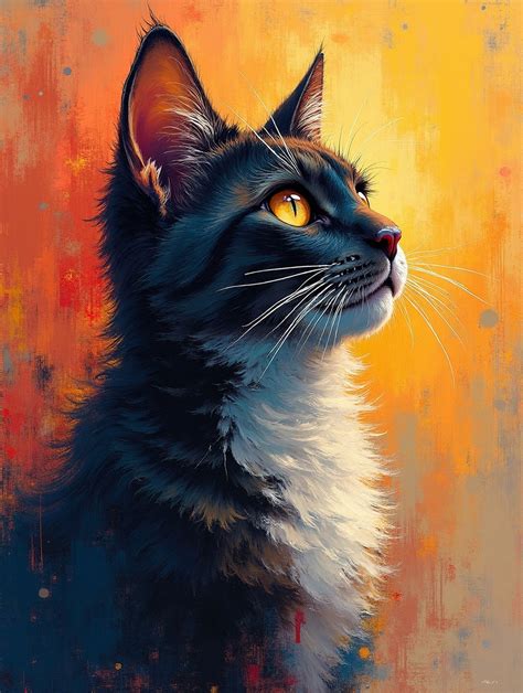 Abstract Cat Art Illustration Free Public Domain Image Public