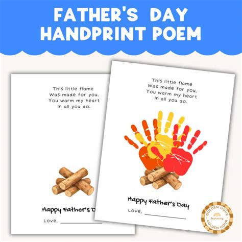 Fathers Day Handprint Poem Campfire Craft Activity Camping Dad