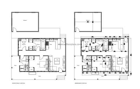 35x25 One Bedroom House Free Cad Drawings