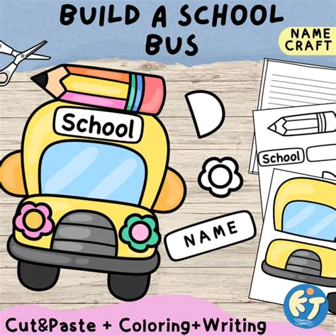 Build A Back To School Name Craft Bundle School Bus Book Cutandpaste