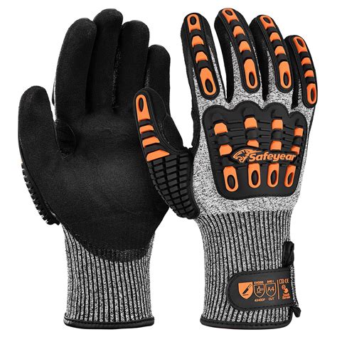 Safeyear Ansi A4 Cut Resistant Gloves Nitrile Coated With Tpr Impact