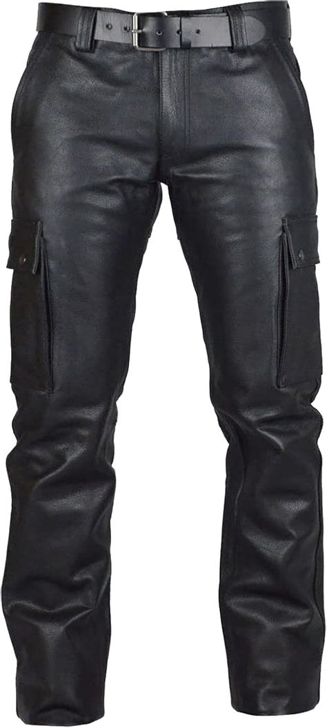 Mens Faux Leather Pants Vintage Punk Rock Hip Hop