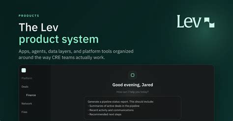 The Lev Product System — Apps Agents Data And Platform Lev