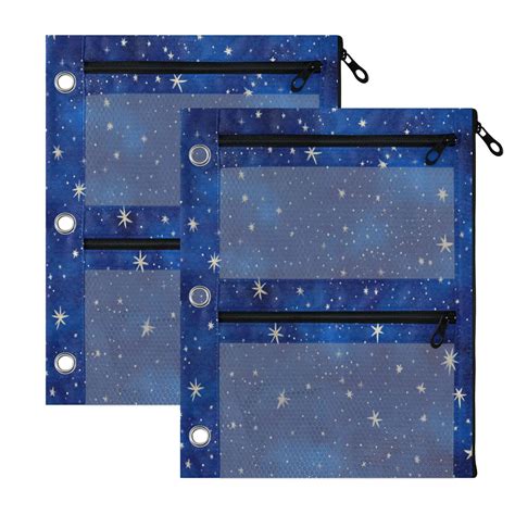 3 Hole Pencil Pouch For 3 Ring Binder Clear Zippered Pen Case With