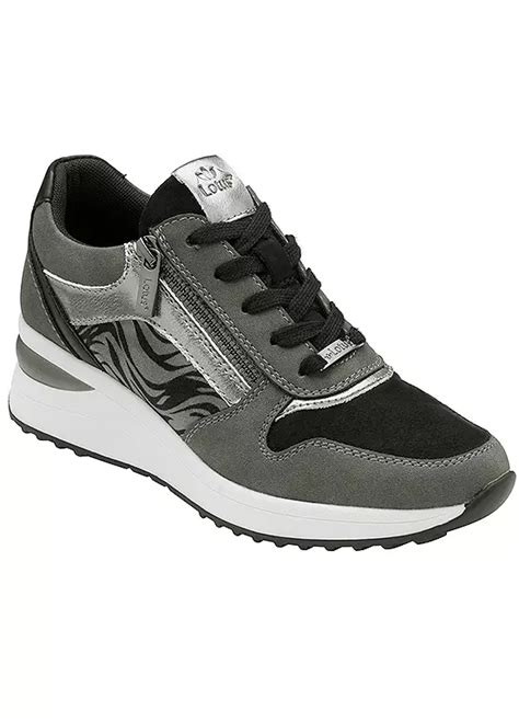 Lotus Moore Grey And Zebra Wedge Trainers Kaleidoscope