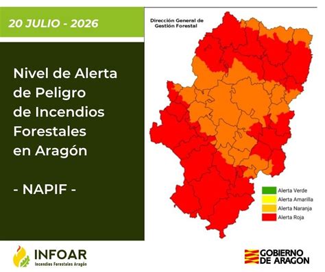 20 Zonas De Aragón En Alerta Roja Por Riesgo De Incendio Forestal Para