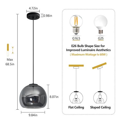Zhllmq Modern 1 Light Dome Shaped Black Finish Mirror Gray Tinted Glass