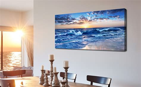 Sea Waves Canvas Prints Wall Art Ocean Beach Sunset Picture