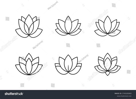 Lotus Flowers Lines Over 81769 Royalty Free Licensable Stock