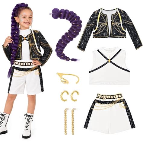 Girls Halloween Costume Pop Singer Costume Top Pants With Purple
