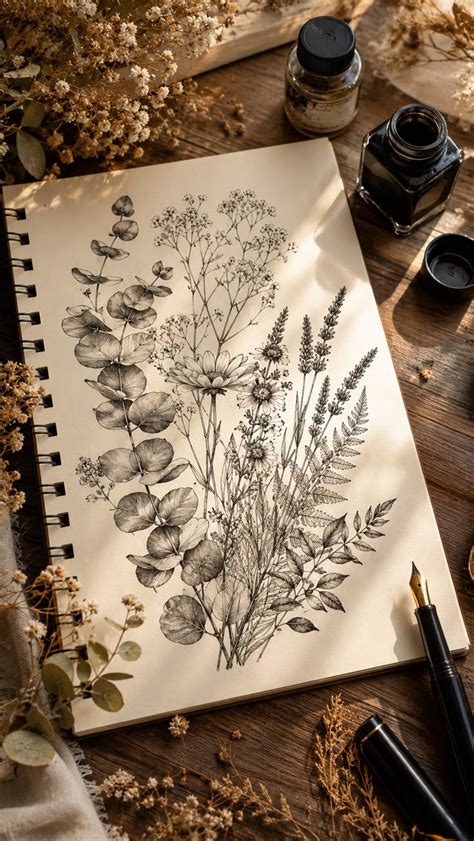 🌿 Botanical Ink Sketch Pen And Ink Nature Sketches Sketching With