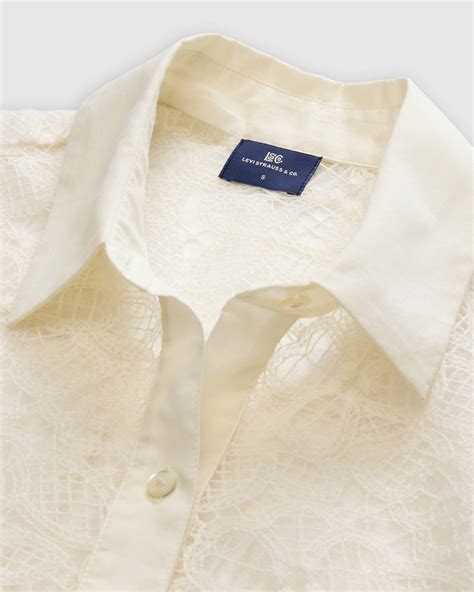 Lace Short Sleeve Button Down Blouse Tan Levis® Ca