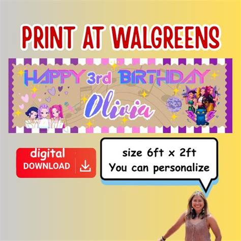 Kpop Demon Hunters Birthday Banner Template 6ft X 2ft Digital Download
