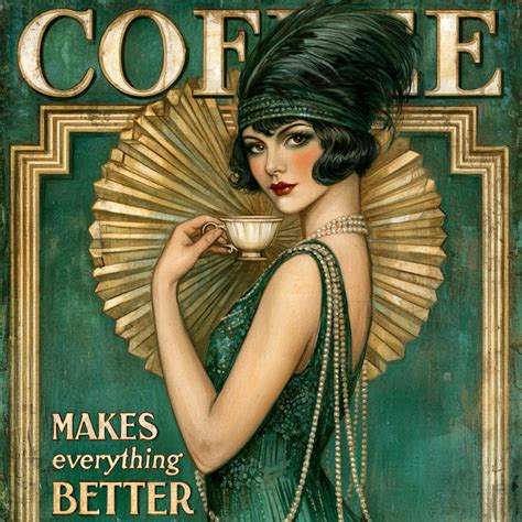 Flapper Woman Holding Coffee Cup Free Public Domain Image Public