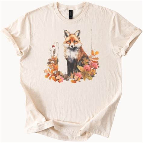 Fox Autumn Leaves Woodland Nature Graphic T Shirt