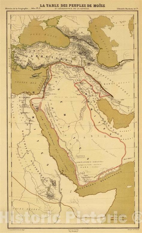 Historic Map Saudi Arabia Turkey Middle East 1874 La Table Des
