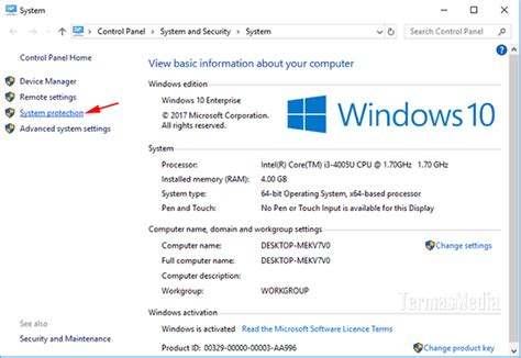 Menonaktifkan Atau Mengaktifkan System Protection Di Windows 10
