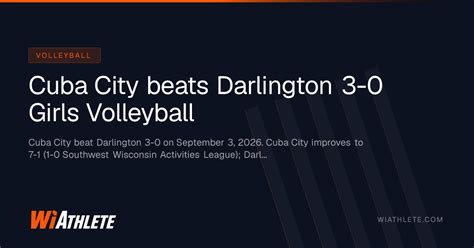 Cuba City 3 Darlington 0 — Girls Volleyball Final Score Sept 3 2026
