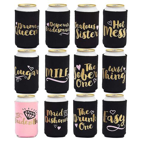 Pack Bachelorette Party Can Cooler Sleeves Assorted Designs
