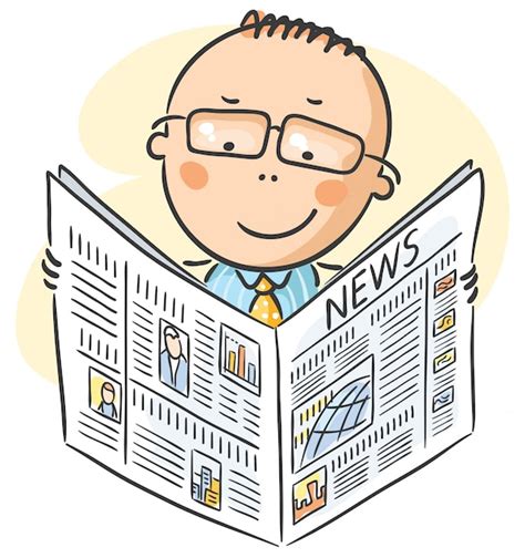 Premium Vector Man In Glasses Reading Newspaper
