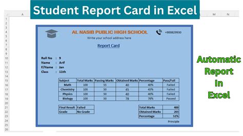 Automate Student Report Card Generation In Excel Excel Report