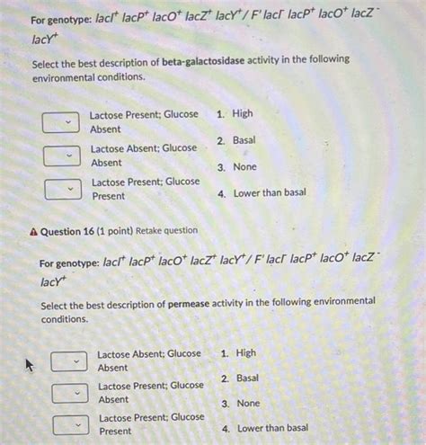 Solved For Genotype Lacl Lacp P Laco Lac Z Lac Y F′ Lacl