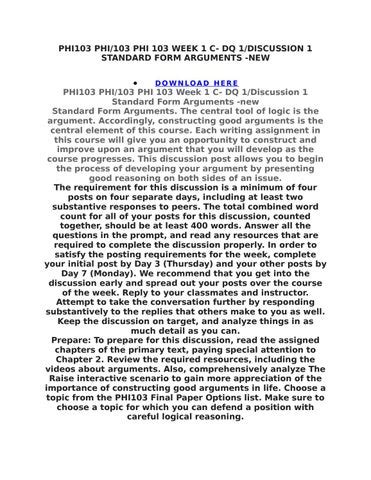 Phi103 Phi 103 Phi 103 Week 1 C Dq 1 Discussion 1 Standard Form