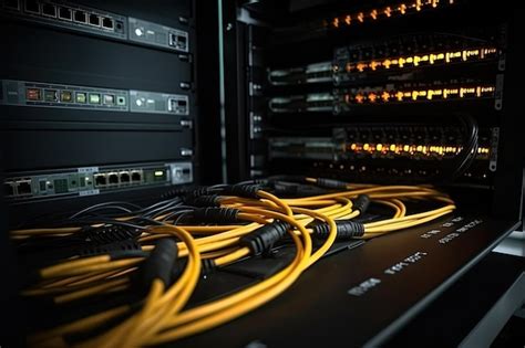 Premium Ai Image Network Cables Connected Into Switches Generative Ai