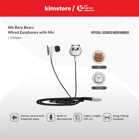We Bare Bears Wired Earphones With Mic 1st Collection We Bare Bears