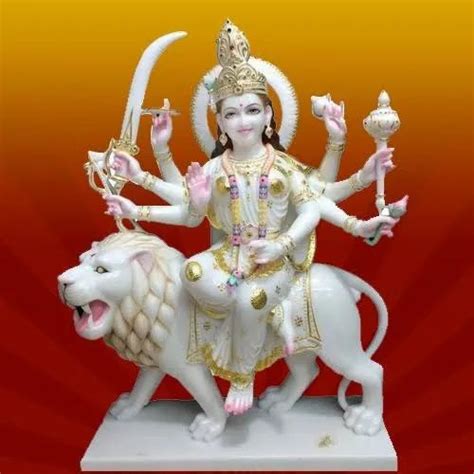 Hindu White Marble Durga Statue Packaging Type Wooden Box Size