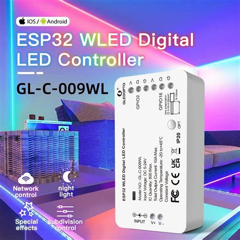 5v 24v Esp32 Wled Digital Strip Controller Supports Ws2811 Sk6812