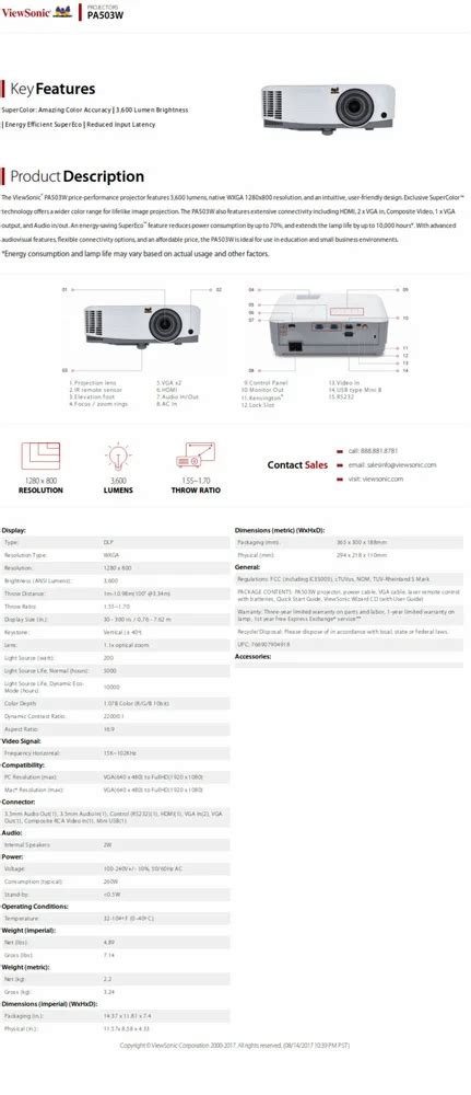 Pa503w View Sonic Projector Brightness 3500 Ansi Lumens At ₹ 44800 Piece In Pune