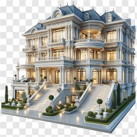 자동차 맨션 수영장을 갖춘 럭셔리 빌라 럭셔리 맨션 빌라 집 건물 현대적인 디자인을 갖춘 고급 맨션의 3d 모델 고급 주택 외관 Png 일러스트 및 이미지 에 대한