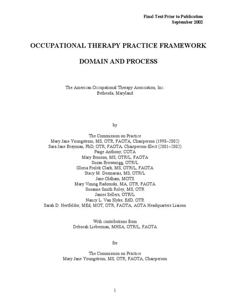 Otpf 1 Pdf Occupational Therapy Psychotherapy