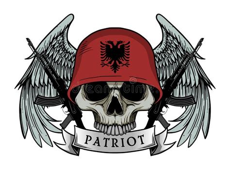 Military Skull Or Patriot Skull With ALBANIA Flag Helmet Stock Vector Illustration Of Eagle