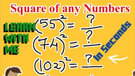 Square Numbers Instantly With This Trick 2 3 Digit Square Number Trick In Seconds Youtube