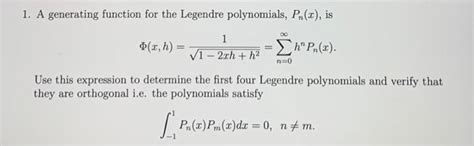 Solved ΣΑΒ No 1 A Generating Function For The Legendre