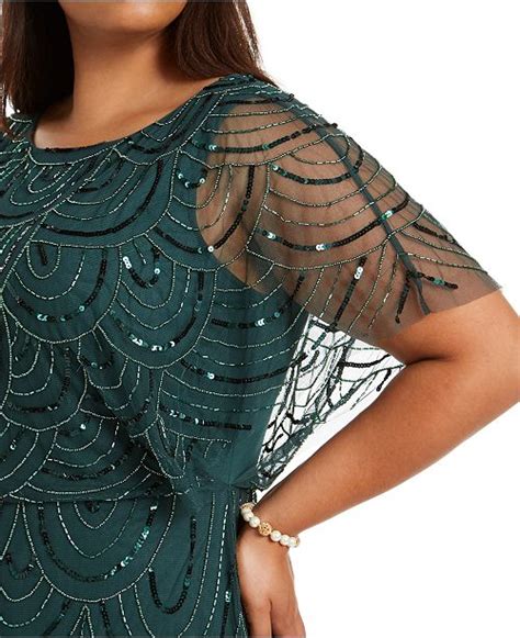 Adrianna Papell Plus Size Beaded Blouson Gown And Reviews Dresses Plus Sizes Macys