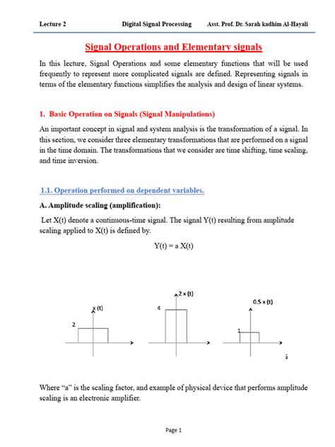 basic signals and signal operation lec2 pdf digital signal processing amplifier