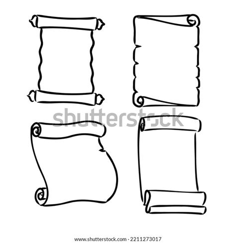 Set Empty Scrolls Hand Drawn Sketch Stock Vector Royalty Free Shutterstock