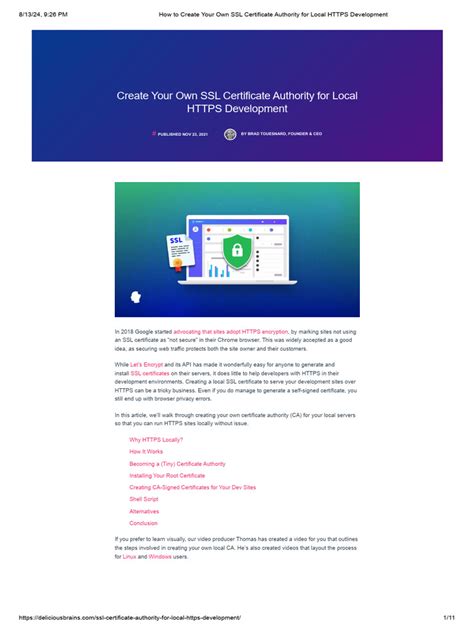 How To Create Your Own Ssl Certificate Authority For Local Development Pdf