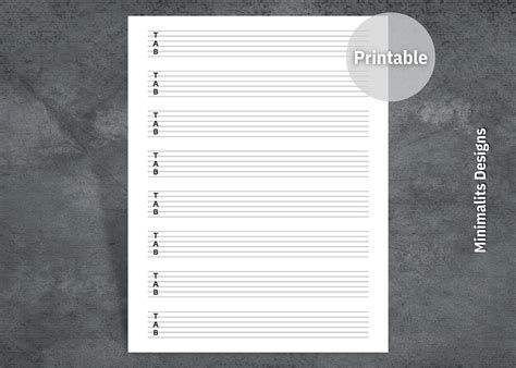 Guitar Music Sheet Printable Guitar Tablature Paper Blank Etsy