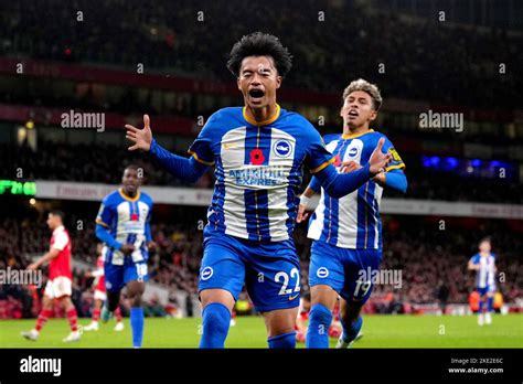 Brighton And Hove Albions Kaoru Mitoma Celebrates Scoring During The