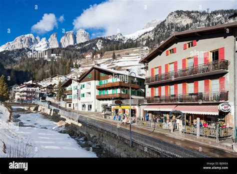 The Village Centre Campitello Val Di Fassa Dolomites Italy Stock