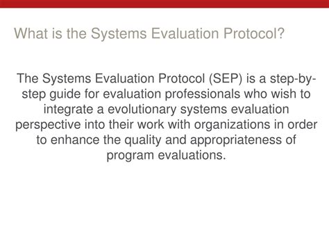 PPT Enhancing Program Evaluations With Systems Evaluation Protocol PowerPoint Presentation