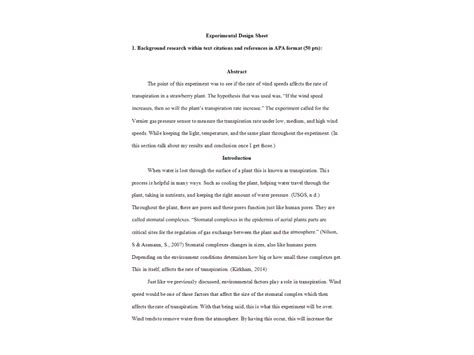 biol134 week 6 course project experiment design plan course resources
